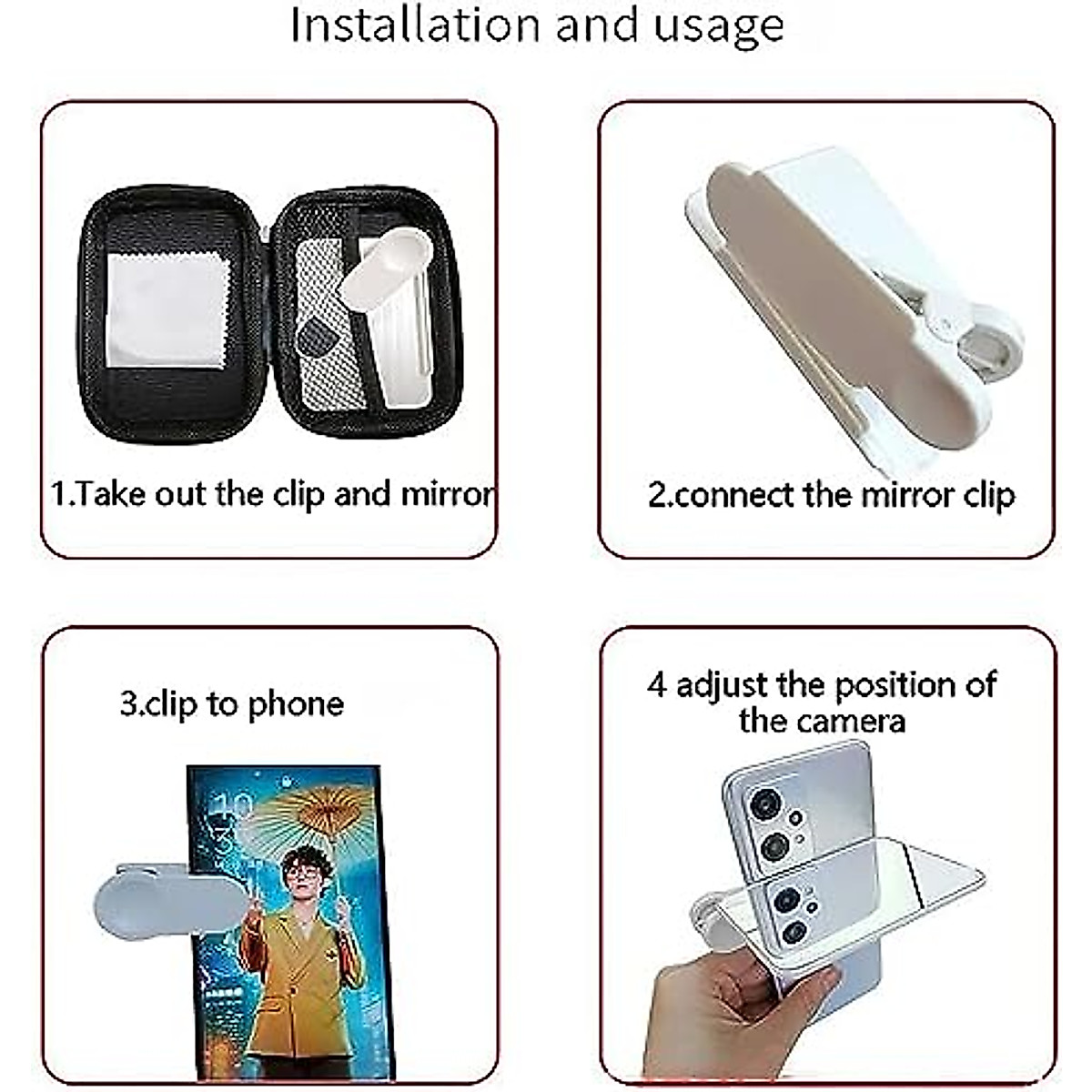 Mirror Reflection for Phone Camera - Smartphone Camera Mirror Reflection Clip Kit, Creative Selfies, Durable Materials, Easy to Use - Perfect Tool for Master Photographers! (White)