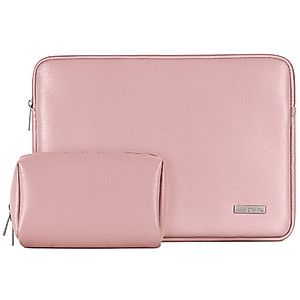 15 Inch PU Leather Laptop Sleeve Bag Padded Frosted Protective Notebook Computer Case Cover for MacBook Pro MacBook Air Chromebook Acer Dell HP Samsung Sony (Light Purple)