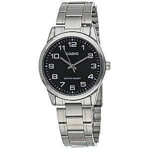 Casio #MTP-V001D-1B Men's Standard Stainless Steel Easy Reader Black Dial Watch