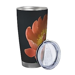 jshmgchw 3d Peony 20oz Tumbler, Car Cup With Lid And Straw, Spill-Proof, Stainless Steel Double Wall Vacuum Insulated Reusable Coffee Travel Mug, For Cold Drinks, Hot Beverage