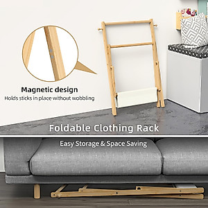 BAMBOOHOMIE Baby Clothing Rack for Baby Shower Pets Dolls, Baby Clothes Rack with Storage Shelf & Double Rods, Toddler Clothes Rack, Mini Closet Rack, Baby Shower Rack (Natural)