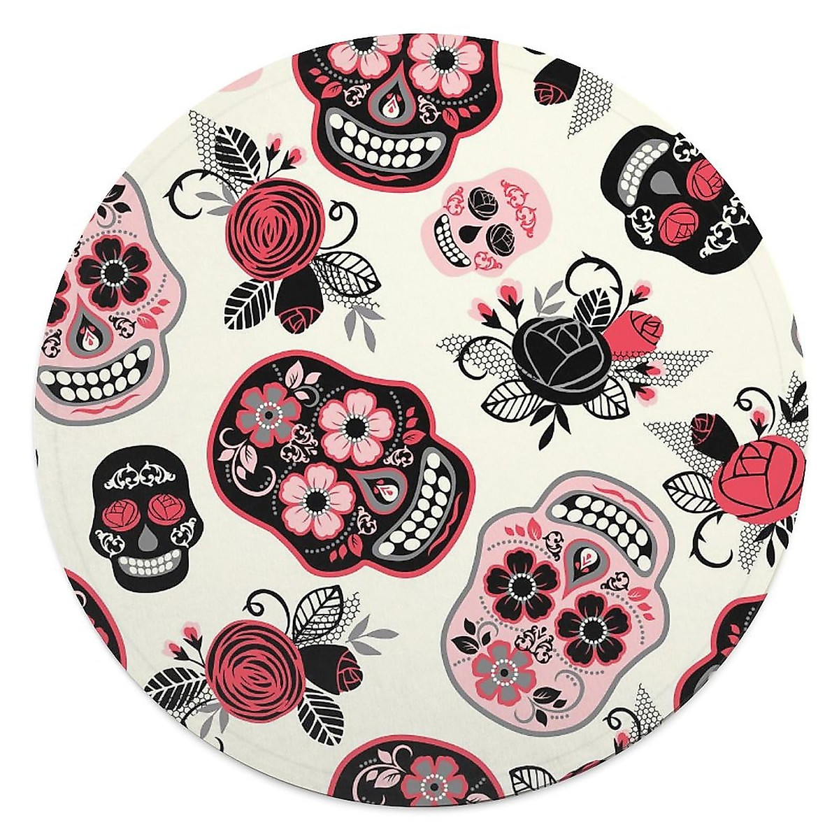 LAKIMCT Pink Sugar Skull Flower Round Soft Baby Blankets for Boys Girls, Newborn Blanket for Suitable for Swaddling Sleep Stroller Cover Nursery Blanket, 35 Inch