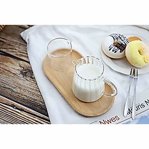 CHOOLD Elegant Wave Shaped Crystal Glass Creamer Coffee Milk Creamer Pitcher/Serving Pitcher/Sauce Pitcher/Milk Creamer Jug for Kitchen 8.5 oz