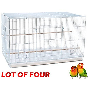Lot of 4 Large 30" Flight Bird Breeding Cage Canary Aviary Lovebird Budgie Finch Parakeet(White)