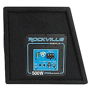 Rockville RVB10.1A 10" 500W Powered Car Subwoofer+Sub Enclosure Box+Amp Wire Kit
