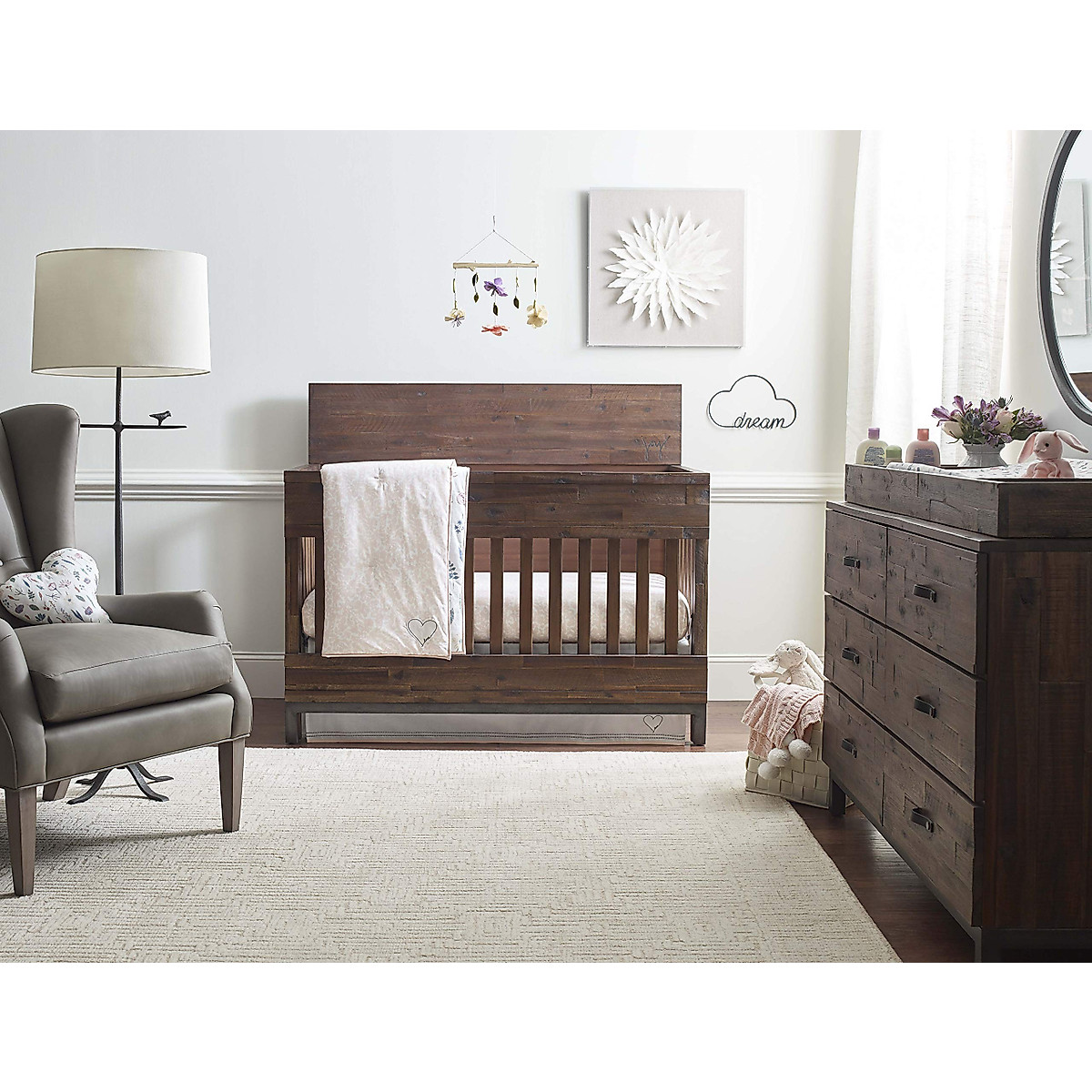 ED Ellen DeGeneres Painterly Floral - Soft 100% Cotton Pink & White Floral Fitted Crib Sheet, Pink, White