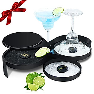 Artilife Margarita Salt Rimmer, Bartender Tool Cocktail Margarita Glass Rimmer 3 Tier Sugar Salt Rim Lime