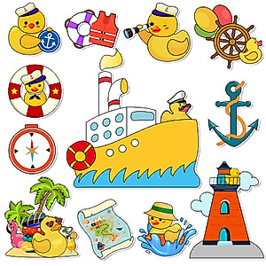 Xuhal 12 Pieces Duck Cruise Door Decorations Funny Cruise Door Magnets Duck Fridge Magnet Reusable Duck Magnetic Stickers Decals for Ship Refrigerator Stateroom Carnival Car Birthday Kitchen Decor