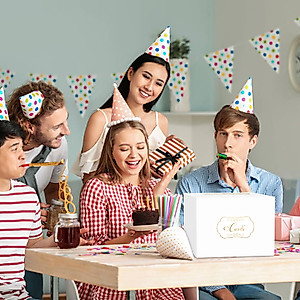 LIKAJON 1 Pack White Card Box for Party, Gift Cards Receiving Box Wedding Card Box Money Box for Birthday, Bridal or Baby Showers, Retirement, Anniversary, Graduation, Raffle Ticket Box