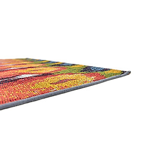 Unique Loom Outdoor Modern Collection Area Rug - Ikat (4' 1" x 6' 1" Rectangle, Multi/ Burgundy)