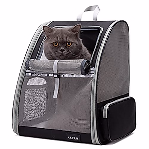 ALCLM Pet Carrier Backpack for Dogs and Cats Backpack,Puppies,Fully Ventilated Mesh,Airline Approved,Designed for Travel, Hiking, Walking & Outdoor Use-Black