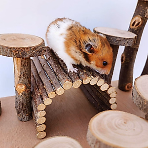 Wooden Hamster Bridge, Small Animals Climbing Ladder Activity Set Platform Ramps Playground Toys for Mouse Dwarf Hamster Gerbil Rat Sugar Glider Syrian Hamster