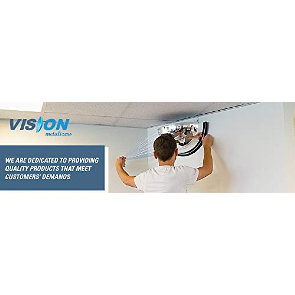 18” Acrylic Bubble Half Dome Mirror with Black Rim, Round Indoor Security Mirror for Driveway Safety Spots, Outdoor Warehouse Side View, Circular Wall Mirror for Office Use - Vision Metalizers (DPB1812)