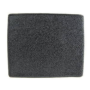 Pelgio Genuine Stingray Shagreen Skin Leather Bifold Wallet (Black)
