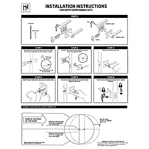 Mega Handles Entrance Handle I Entry Lever Door Handle - Heavy Duty Square Locking Lever Set for Left or Right-Handed Doors - Interior/Exterior Door Levers - Satin Brass