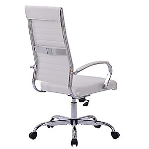 Sidanli White Computer Chair, Modern Desk Chair Conference Chairs with Faux Leather