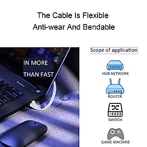 Cat6 Ethernet Patch Cable Short, Ancable 4-Pack 6 Inch Flat Ethernet Cable, Computer LAN Cable with Snagless RJ45 Connectors (White)