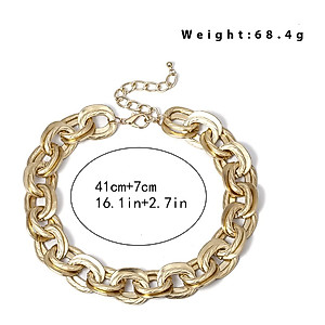 ACEDRE Chunky Choker Necklace Gold Cuban Link Chain Double O Link Necklaces Punk Hip-hop Jewelry for Women (1-Gold)