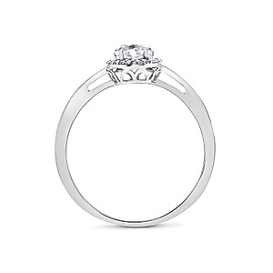 FJC Finejewelers 10k White Gold Heart Shaped Created Blue Sapphire with White Topaz accent stones Halo Ring Size 5