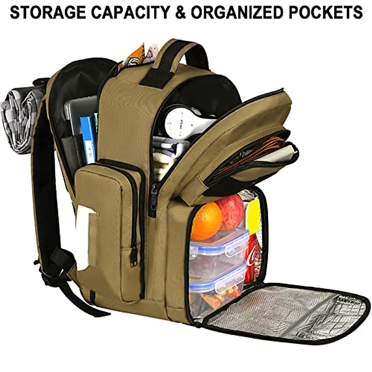 MATEIN Lunch Backpack for Men, 17 Inch Travel Laptop Backpack Insulated Cooler Bag Lunch box Rucksack with USB Charging Port, Extra Large Water Resistant College Work Computer Daypack Gifts for Men