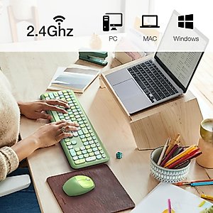 MOFII Wireless Keyboard and Mouse Combo Silent, Slim Compact 2.4G USB Full Size Wireless Mouse and Keyboard Combo, Cute 110 Keys Keyboard for PC, Notebook, MacBook, Tablet, Laptop, Windows System