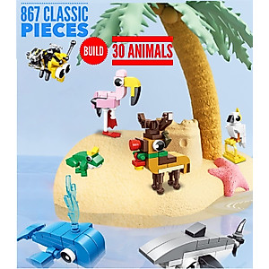 QPZ 30 Sets of Small Cute Animals (867 Pieces) Mini Horse Cat Dog Pets Safari Jungle Farm Zoo Kits, Classic Building Blocks Value Sets Compatible