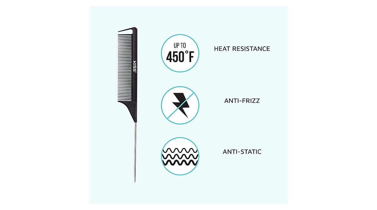 KISS Pin Tail Parting Comb - Precision Styling for All Hair