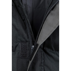 Mountain Warehouse Snow Mens Padded Jacket - Fleece Lined Hood Puffer Black Large