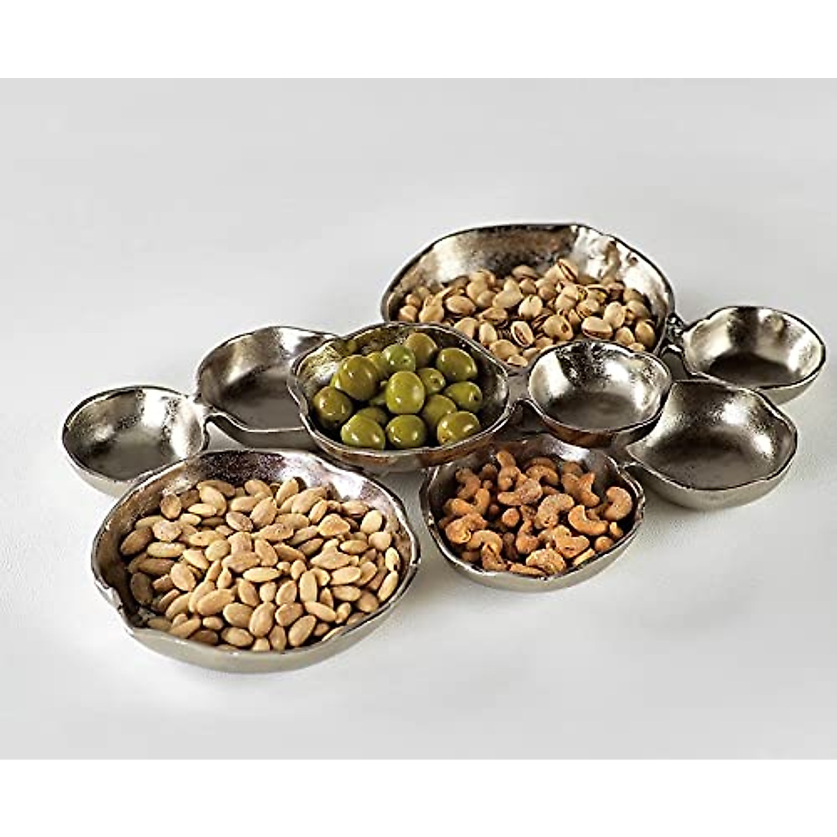 Zodax Cluster of 9 Round Serving Bowls Nickel Base 19" x 12" x 2.5"