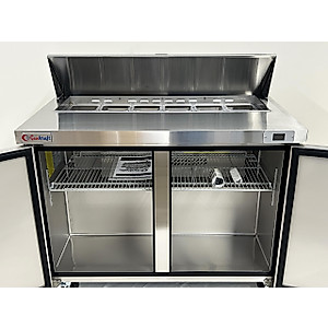 GenKraft Commercial Refrigerated - Salad/Sandwich Prep Table 48", 12 pan Capacity, Refrigerated Stainless Prep Table, used in Restaurants, Food Trucks, Fast Food Shops etc.