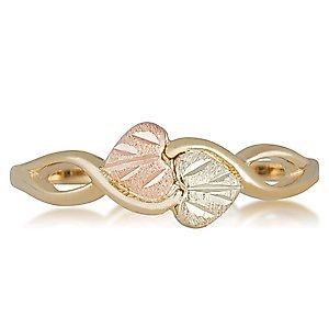 Landstroms Black Hills Gold 10k Loop Ring with 12k Gold Leaf Accents - Ring Size 7