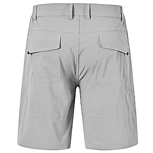 Rdruko Men's Hiking Shorts Quick Dry Lightweight Outdoor Work Cargo Golf Casual Shorts with Zipper Pockets(Light Grey, US 38)
