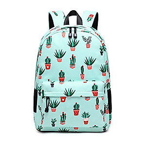 Teecho Waterproof Cute Backpack for Girl Casual Women Laptop Backpack Cactus
