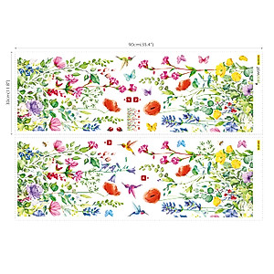 DECOWALL SG2-2114 Garden Flower Wall Stickers Birds Plants Floral Decals Removable for Nursery Bedroom Living Room Art Home Mural Decoration Decor
