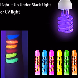 Glow in The Black Light Face & Body Paint, UV Neon Glow Fluorescent Face Paint Crayons for Halloween Club Makeup Xmas Glow Party