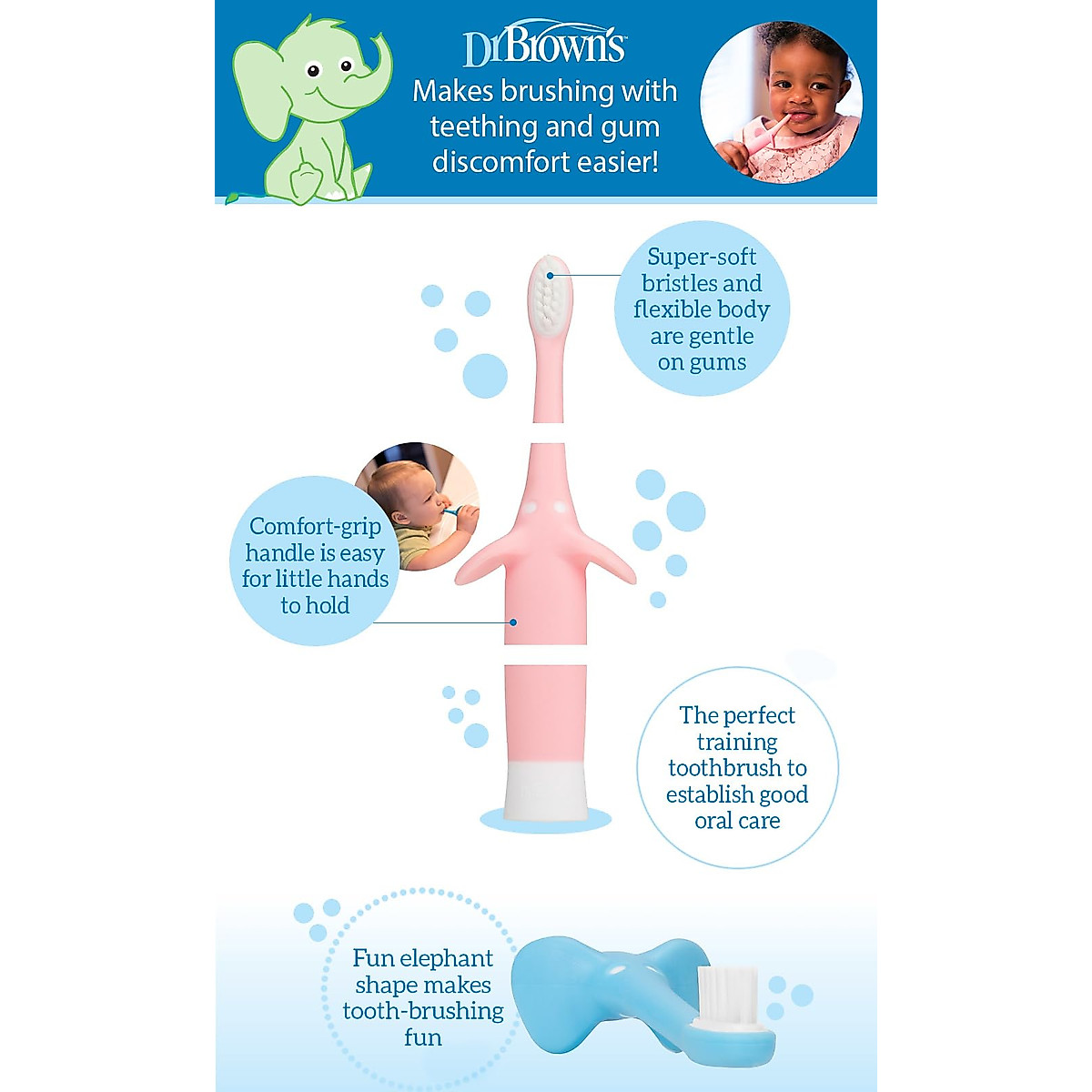 Dr. Brown's Infant-to-Toddler Toothbrush Set, Blue
