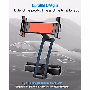 INNOMAX Adjustable Long Arm Tablet Mount, Backseat iPad Holder, 5"-12.5" Devices, Black