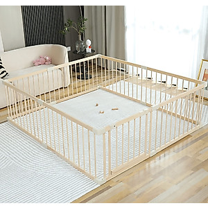 Baby Playpen Play Pen Play Fence Yards Wooden Large,Playpens for Babies and Toddlers Kids Indoor,Baby Play Yards Gym Area,Baby Day Care Play Pin(180x200x61 cm)