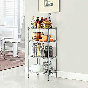 samanoya 4-Shelf Storage Rack,Adjustable Heavy Duty Storage Shelving Unit,Steel Organizer Wire Rack Use for Kitchen Pantry Laundry Garage Closet Utility (13.77" L x 9.84" W x 31.5" H)