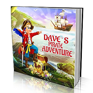 Personalized Storybooks by Dinkleboo - for Kids Aged 0 to 8 Years Old - "Pirate Adventure" - Your Child Goes On A Treasure Hunt with Dad or Grandpa - Soft Cover (8"x 8")