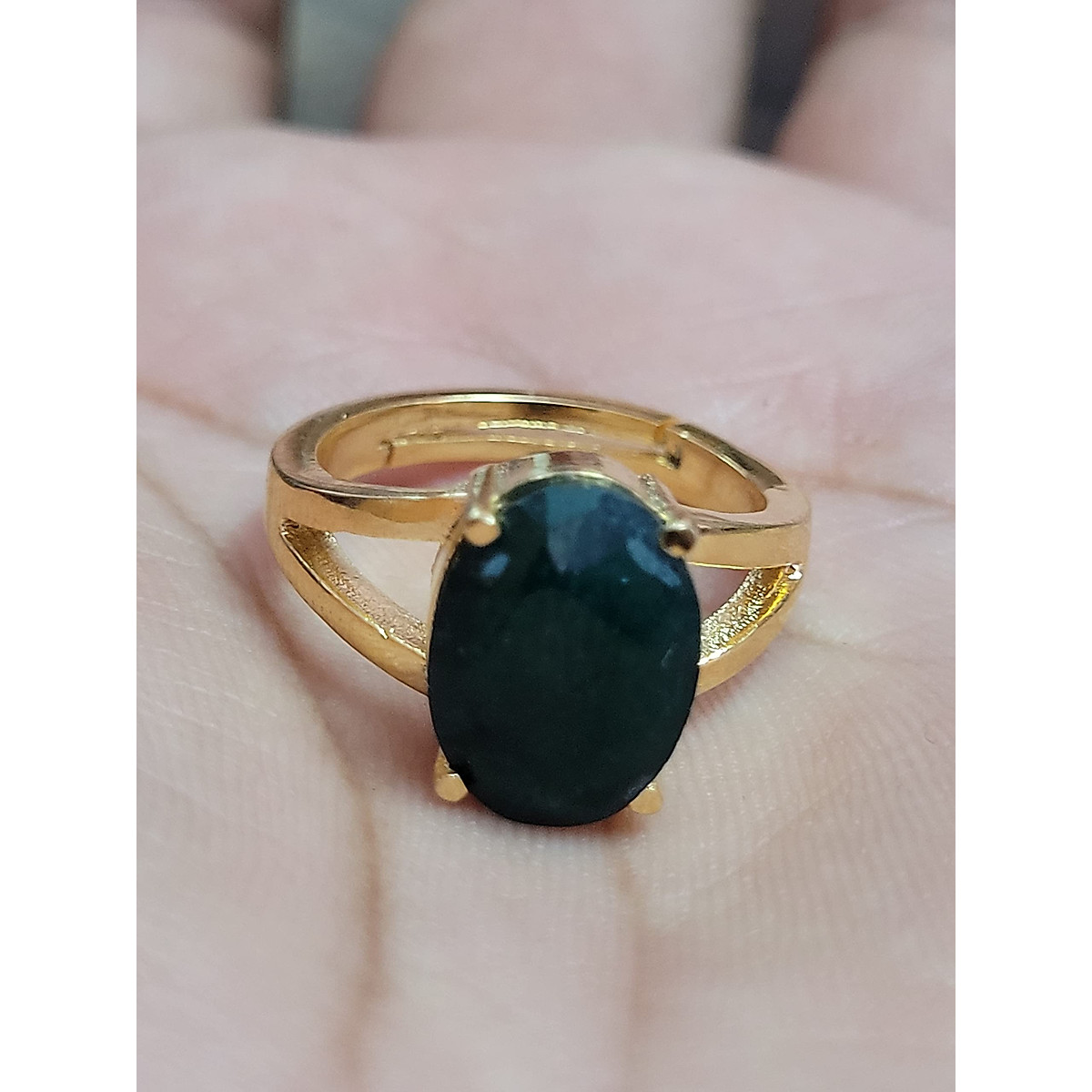 Emerald Adjustable Ring For Men And Women 7.25 CARAT Ring Gemstone Ring 14K Gold Plated Adjustable Ring Emerald Ring For Men And Women By ANTIQUESILVERJEWELRY, Green,Emerald