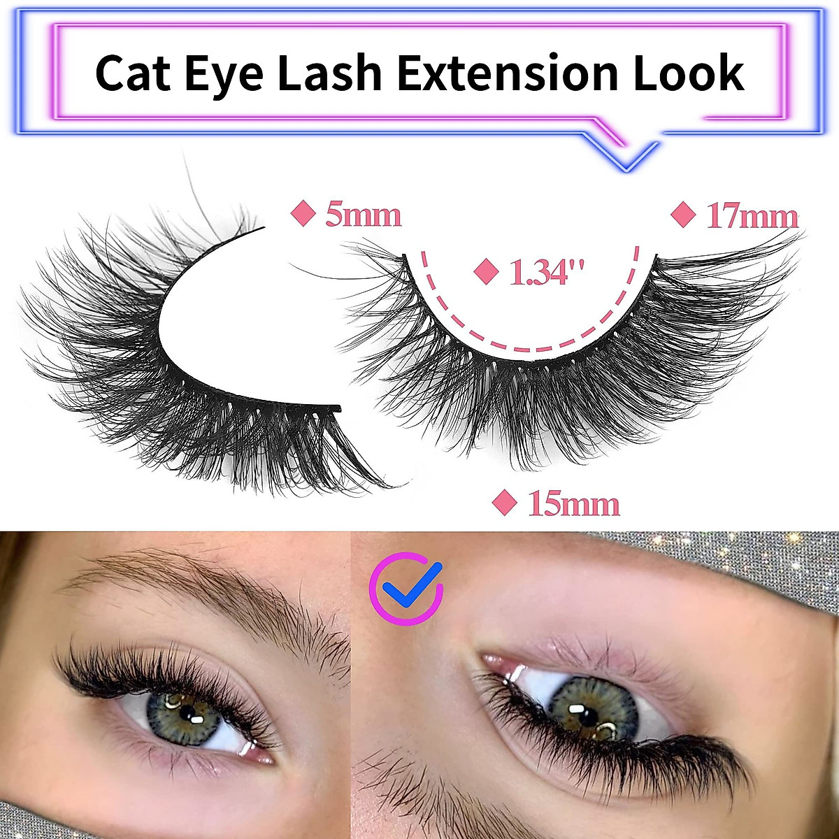 False Eyelashes Mink Lashes Natural Wispy Cat Eye Lashes Fluffy Eyelashes Pack 3D Strip Short Volume Fake Eyelashes 10 Pairs by Geeneiya