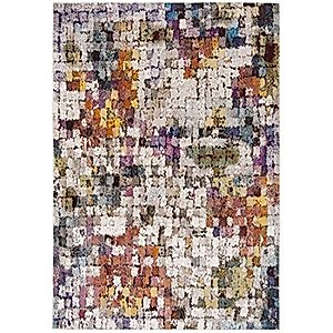 SAFAVIEH Aria Collection 8' x 10' Cream / Rust ARA168A Modern Boho Abstract Non-Shedding Living Room Bedroom Dining Home Office Area Rug