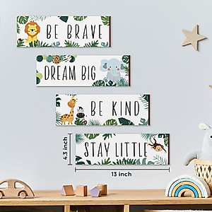 UBTKEY Safari Nursery Decor for Boys, Safari Animals Wall Decor for Boys Nursery Room Bedroom, 4 Pieces Inspirational Wall Art Wall Decorations for Boys Room Classroom Bedroom