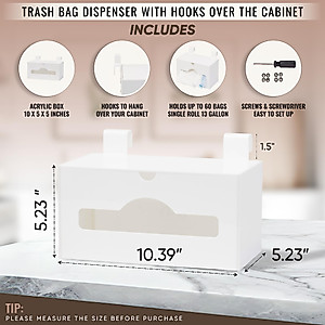 Essential BEMO - Trash Bag Holder Cabinet Door - Trash Bag Organizer Under Sink - Kitchen Trash Bag Dispenser Under Sink - Garbage Bag Dispenser Under Sink - Acrylic Trash Bag Dispenser Roll Holder