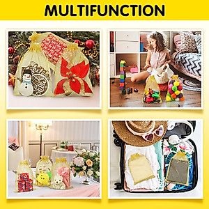 Windyun 100pcs Large Organza Bags 12 x 8 Inch Sheer Mesh Drawstring Gift Packaging Pouch Bags for Wedding Christmas Game Party Supplies (Gold)