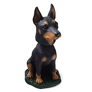 Animal Den Doberman Pinscher Black and Tan Dog Bobblehead Figure for Car Dash Desk Fun Accessory - 3.5"
