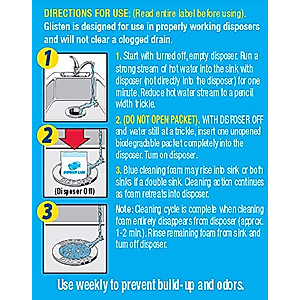 Glisten GLISTEN-DP06N-PB-2/PACK DP06N-PB Garbage Disposer Foaming Cleaner, Lemon Scent, 2-Pack (8 Uses), 2 Pack, Blue, 2 Count