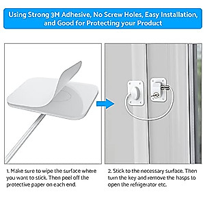eSynic 2Pcs Fridge Lock Popular Refrigerator Lock Fridge Locks for Adults Strong Adhesive Refrigerator Lock for Kids Child Safety Fridge Child Locks with Keys Perfect for Fridge Freezers Cabinets etc