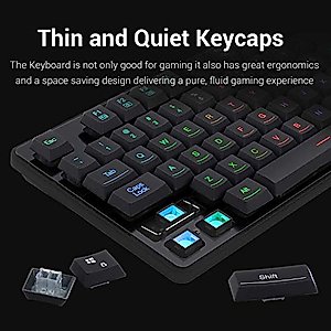 Redragon S107 Gaming Keyboard and Mouse Combo Wired Mechanical Feel RGB LED Backlit Keyboard 3200 DPI Gaming Mouse for Windows PC (Black)